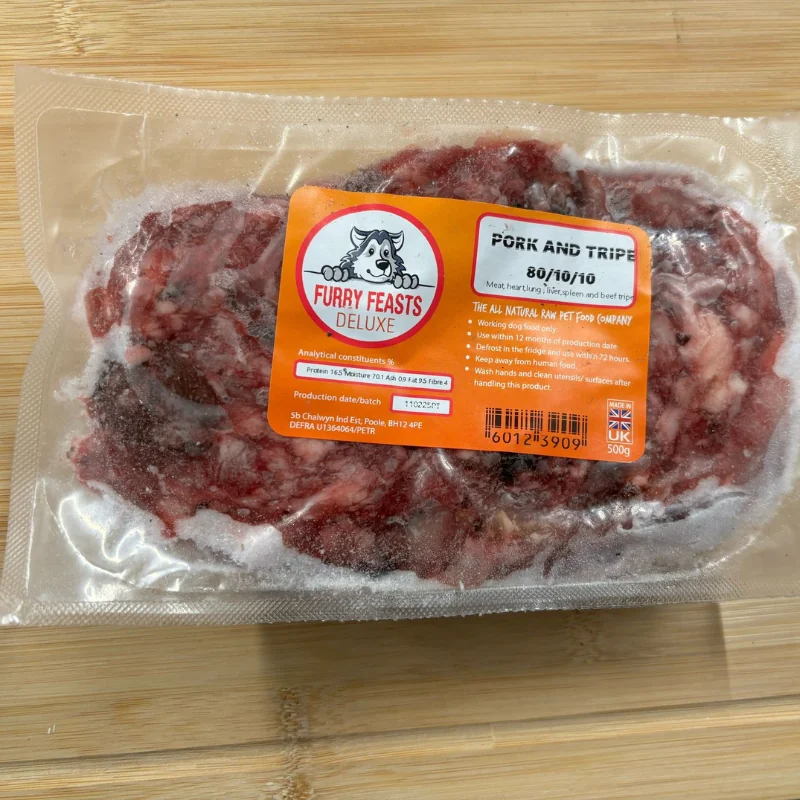 Furry Feasts Deluxe Pork & Tripe 500g - Lead On Dog Shop